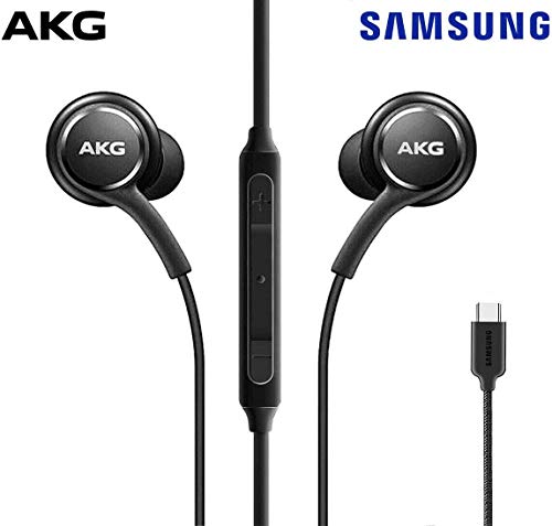 SAMSUNG AKG Earbuds for Galaxy S23 Ultra - Original USB Type C in-Ear Earbud Headphones with Remote & Mic - Braided - Includes Velvet Pouch - Black