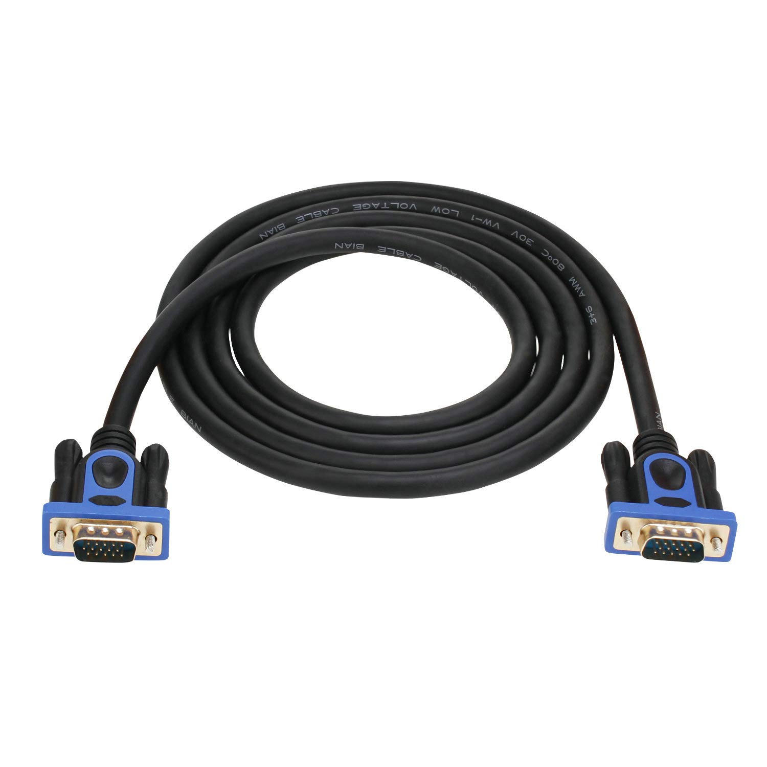 VGA Cable, VGA to VGA HD15 Monitor Cable SVGA M/M HD Cable Gold Plated Connectors Support 1080P Full HD for PC, HD TV, Projector, etc 6 Feet