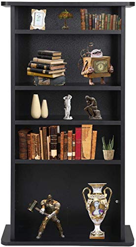 HomGarden 5-Tier Media Storage Cabinet Adjustable Bookcases DIY Multifunctional Shelf Display Rack Organizer Tower for CDs, Books, Video Games, Arts