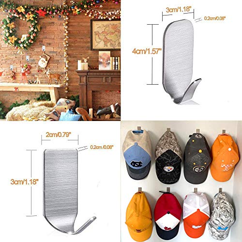 FOTYRIG Strong Adhesive Hooks Hat Hooks Hanger for Wall, Waterproof Stainless Steel Wall Hangers Sticky Hooks for Hanging Bathroom Kitchen Stick on Wall Hooks-16 Packs
