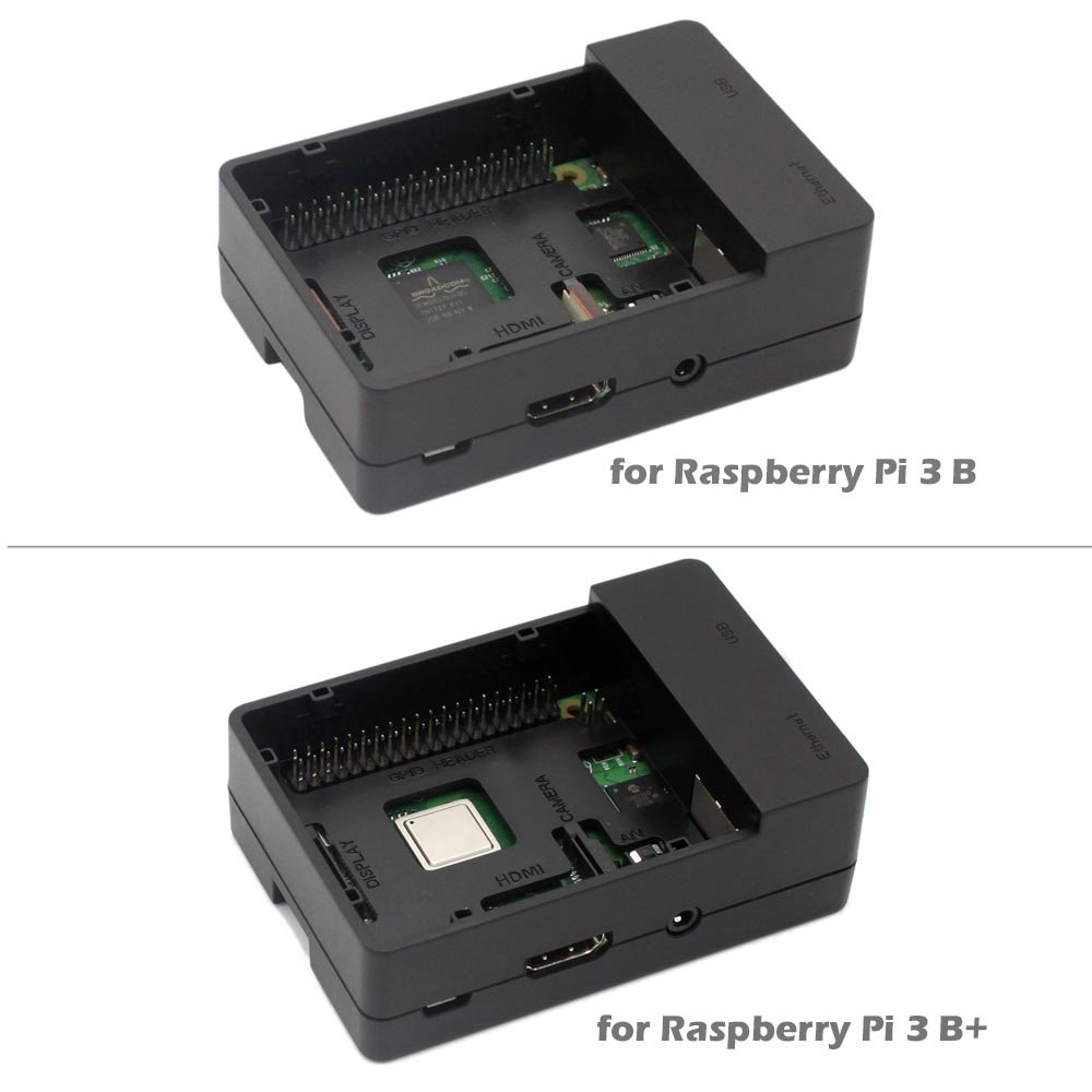 Raspberry Pi 3 B+ Case, iUniker Raspberry Pi Fan ABS Case with Cooling Fan, Raspberry Pi Heatsink, Simple Removable Top Cover for Pi 3 B+, Pi 3 Model B, Pi 2 Model B (Black for 3B+/3B)