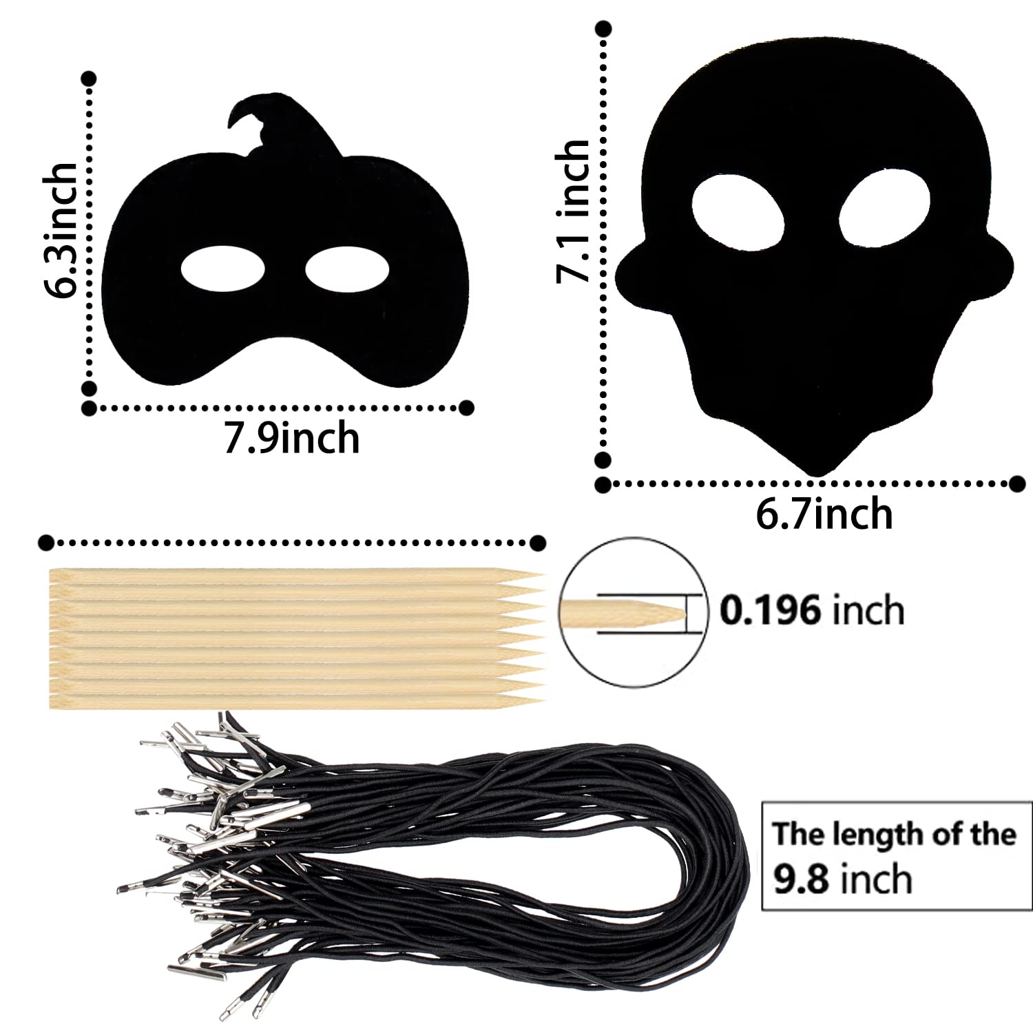 48PCS Halloween Rainbow Scratch Mask Art Craft Kit, Bat Witch Pumpkin Zombie Pirate Skull Magic Scratch Paper Art Mask for Halloween Party Crafts Classroom Decorations