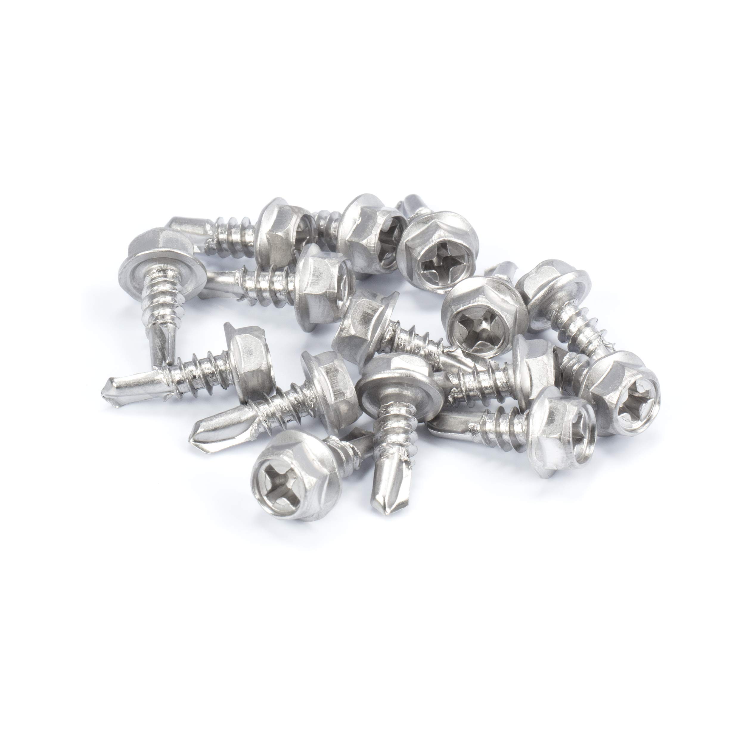 THE CIMPLE CO #8 Size, 1/2" Length (13mm) - Self Tapping/Drilling Screw - 410 Stainless Steel (Exceptional Wear and Very Corrosion Resistant) - Hex and Phillips Head - 100pcs