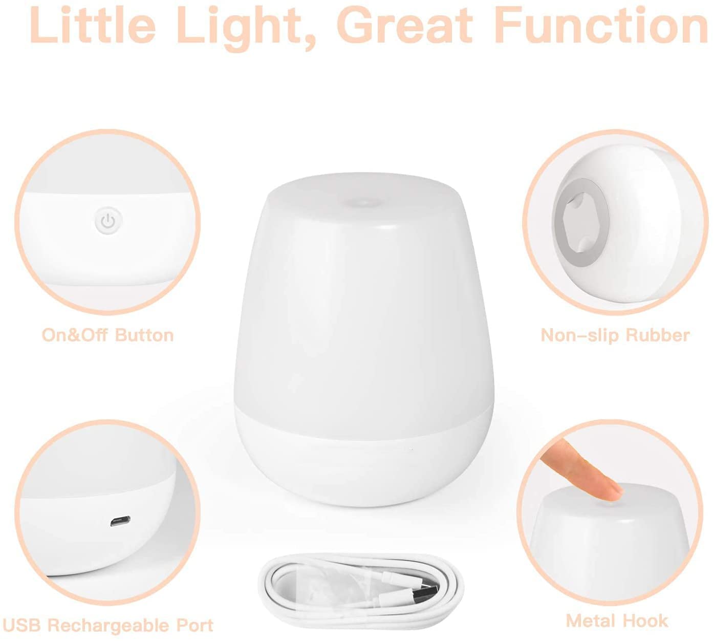 Baby Night Light for Kids - USB Rechargeable Small Touch Night Light - Nursery Night Light for Breastfeeding, Sleeping and Relaxing (Egg Warm)