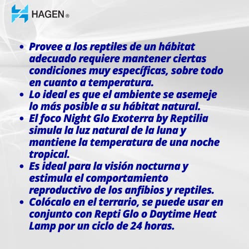 Exo Terra Night Glo Moonlight Heat Lamp, A19 Reptile Terrarium Light Bulb, 75 Watts, PT2130A1