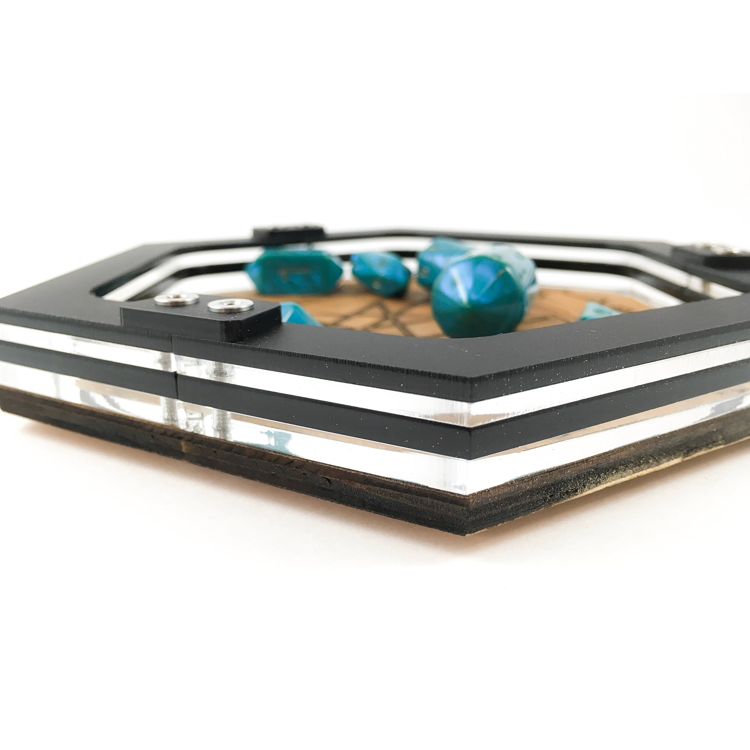 C4Labs Mini Personal Size Gaming Celtic Knot Design Dice Tray, Black, Wood, Acrylic, Stainless Steel