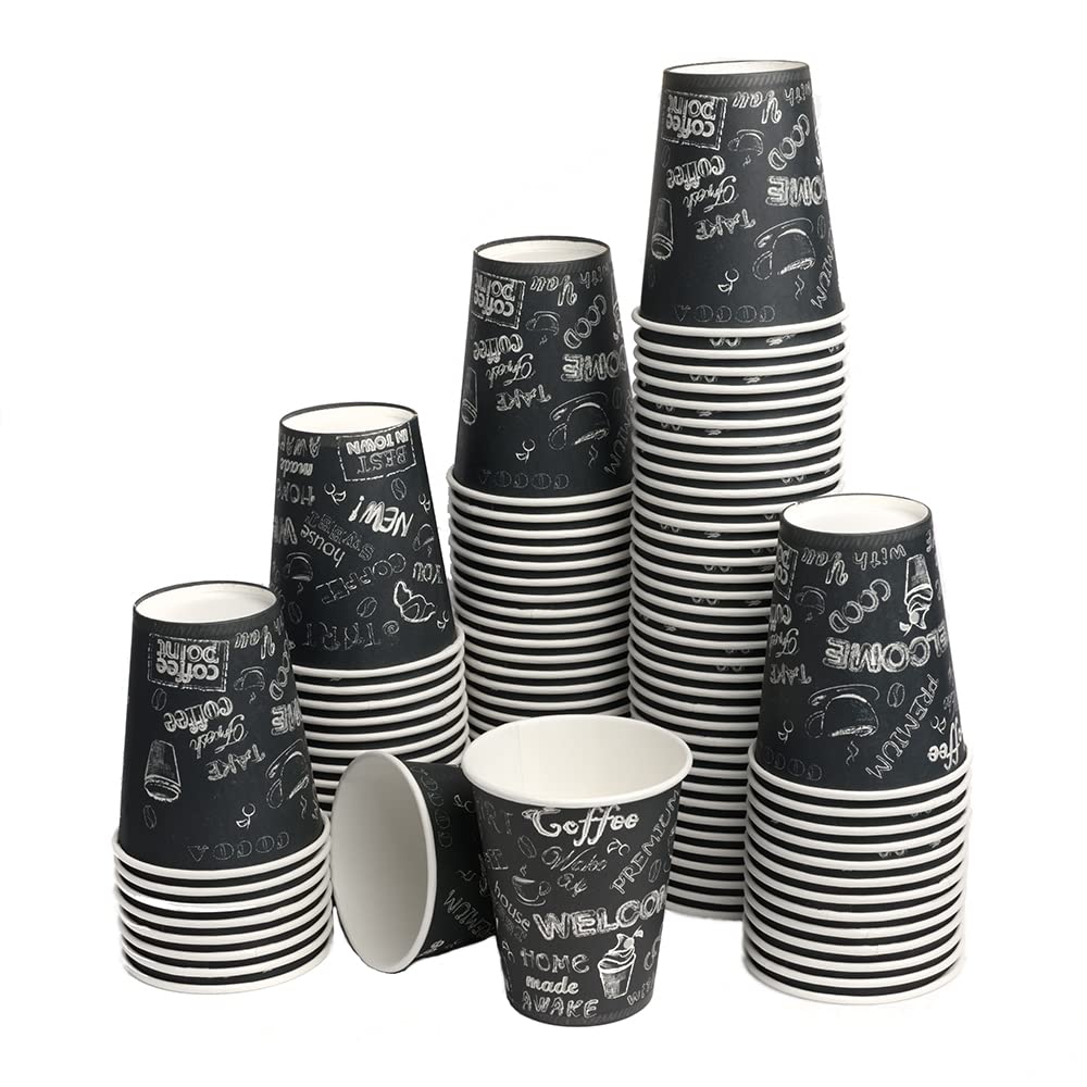 5 oz paper cup, for Coffee, Hot and Cold Drinks, Drinking Cup for Coffee, Water, Tea, Juice, Espresso & Cortado black (Black)