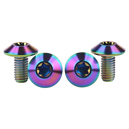 Wanyifa Titanium M4 M5 M6 10 12 15 20 25mm Button Torx Head Bolt Screw for Bicycle Motorcycle Pack of 4 (Ranibow, M5x12mm)