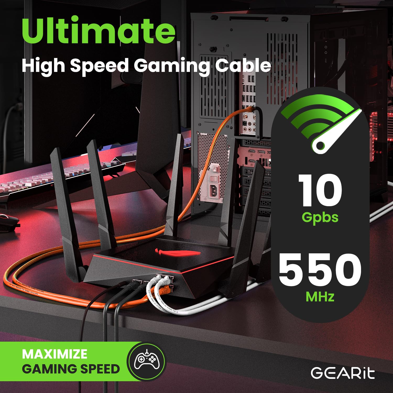 GearIT Cat 6 Ethernet Cable (20-Pack 5 Feet) Cat6 Network Patch, 10Gbps, RJ45, Snagless Cord, Gold-Plated Connectors, Internet for PC, TV, Tablet, Router, Printer, Servers, IT Data Center - Orange