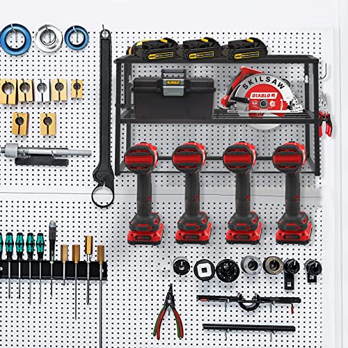Dosker Tool Organizer Fathers Day Gifts Wall Shelf Mounted Garage Storage Rack 3 Layers Heavy Duty Metal Drill Holder Utility Storage Rack Garage, Workshop and Warehouse for Men Dad Gifts 1PC