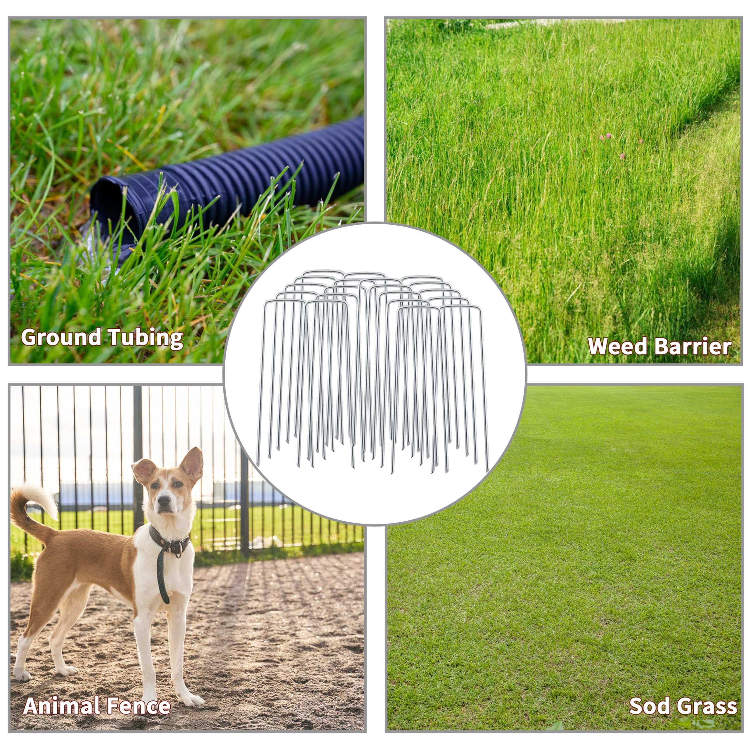 6 Inch Landscape Staples, Galvanized Garden Stakes, U-Shaped Weed Barrier Stakes, Garden Staples for Weed Barrier Stakes, Landscape Fabric Stakes, Soaker Hose Stakes (20 Pack)