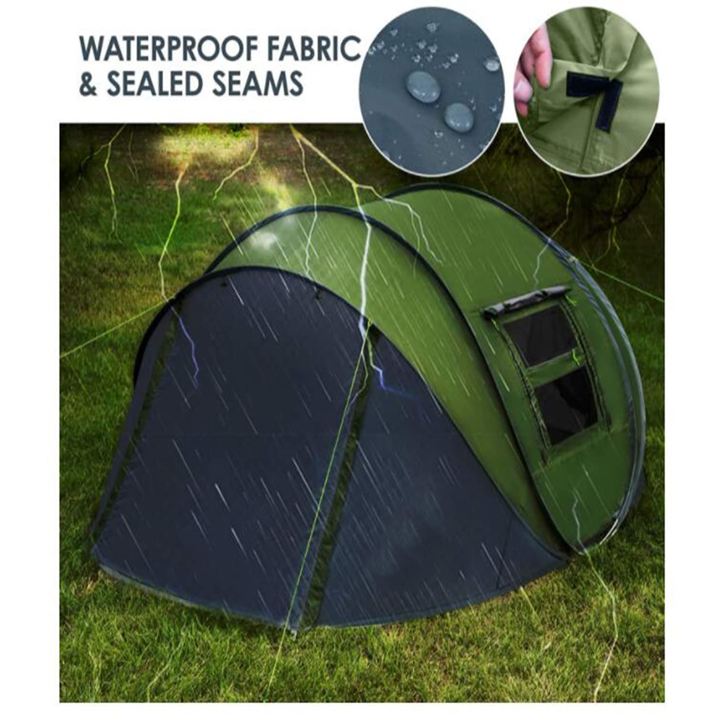 4 Person Easy Pop Up Tent Waterproof Automatic Setup 2 Doors-Instant Family Tents for Camping Hiking & Traveling