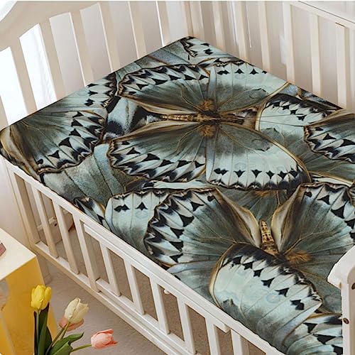Exotic Themed Fitted Mini Crib Sheets,Portable Mini Crib Sheets Ultra Soft Material - Crib Mattress Sheet or Toddler Bed Sheet,24β x38β,Almond Green Black