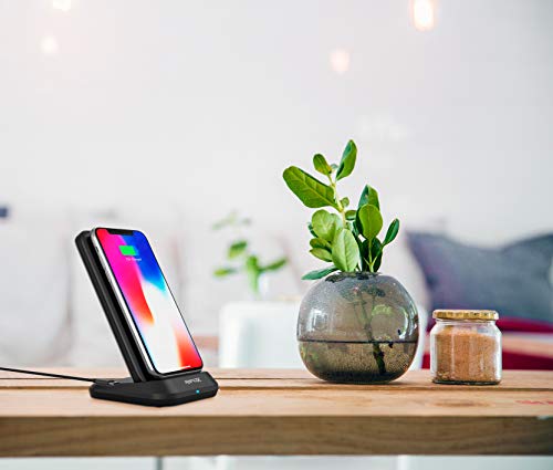 RapidX Myport 10000 mAh Power Bank, 10W Wireless Charging (Qi-Certified) & Charging Stand, 1 USB-C Input/Output (18W), 1 USB Output for iPhone and Android (Black)
