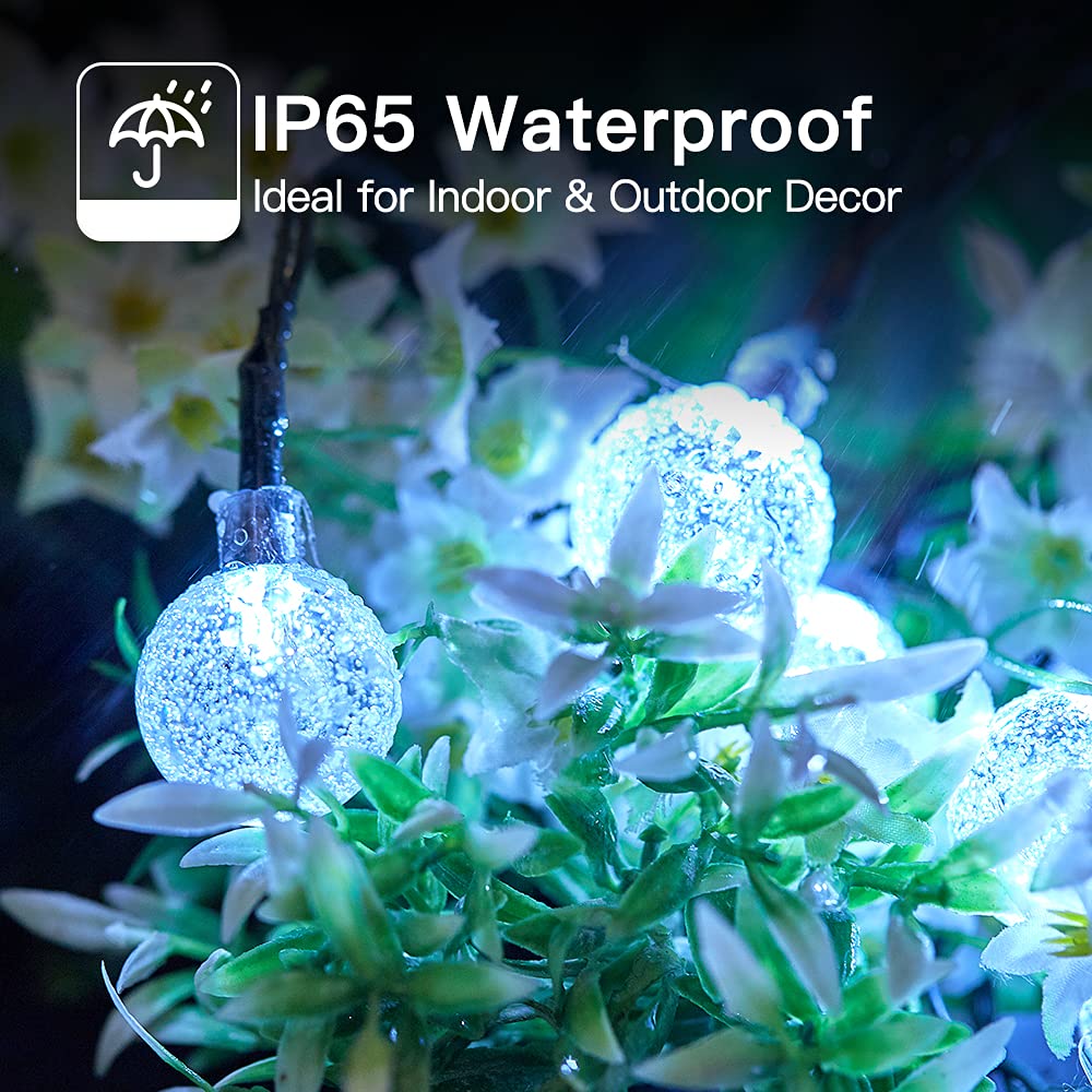 Beauthard Solar String Lights Outdoor,50 Led 24Ft Lights with 8 Lighting Modes,Outdoor String Lights,Waterproof Solar Patio Outside Lights for Garden Yard Home Wedding Party Decoration(Pure White)