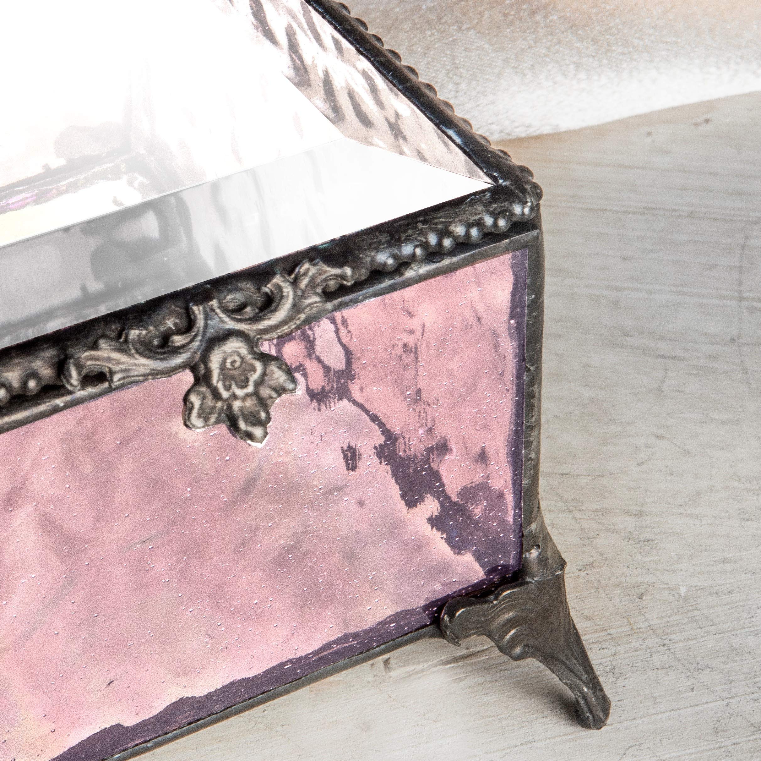 Personalized Baby Keepsake Box Customized Baptism Christening Gift Engraved Glass Jewelry Trinket J Devlin Box EB217-2 (Pink)