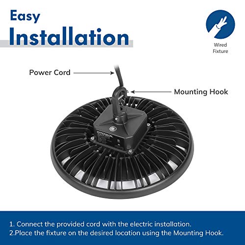 Hyperikon UFO LED High Bay Light 150W (600 Watt Replacement), Shop and Warehouse Area Lighting, DLC, 2 Pack