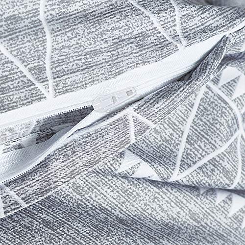 HYPREST Bohemian Queen Duvet Cover Set Lightweight Soft Grey Triangle 3PC Comforter Cover Set Hotel Quality Bedding Set - Oeko-TEX Certificated