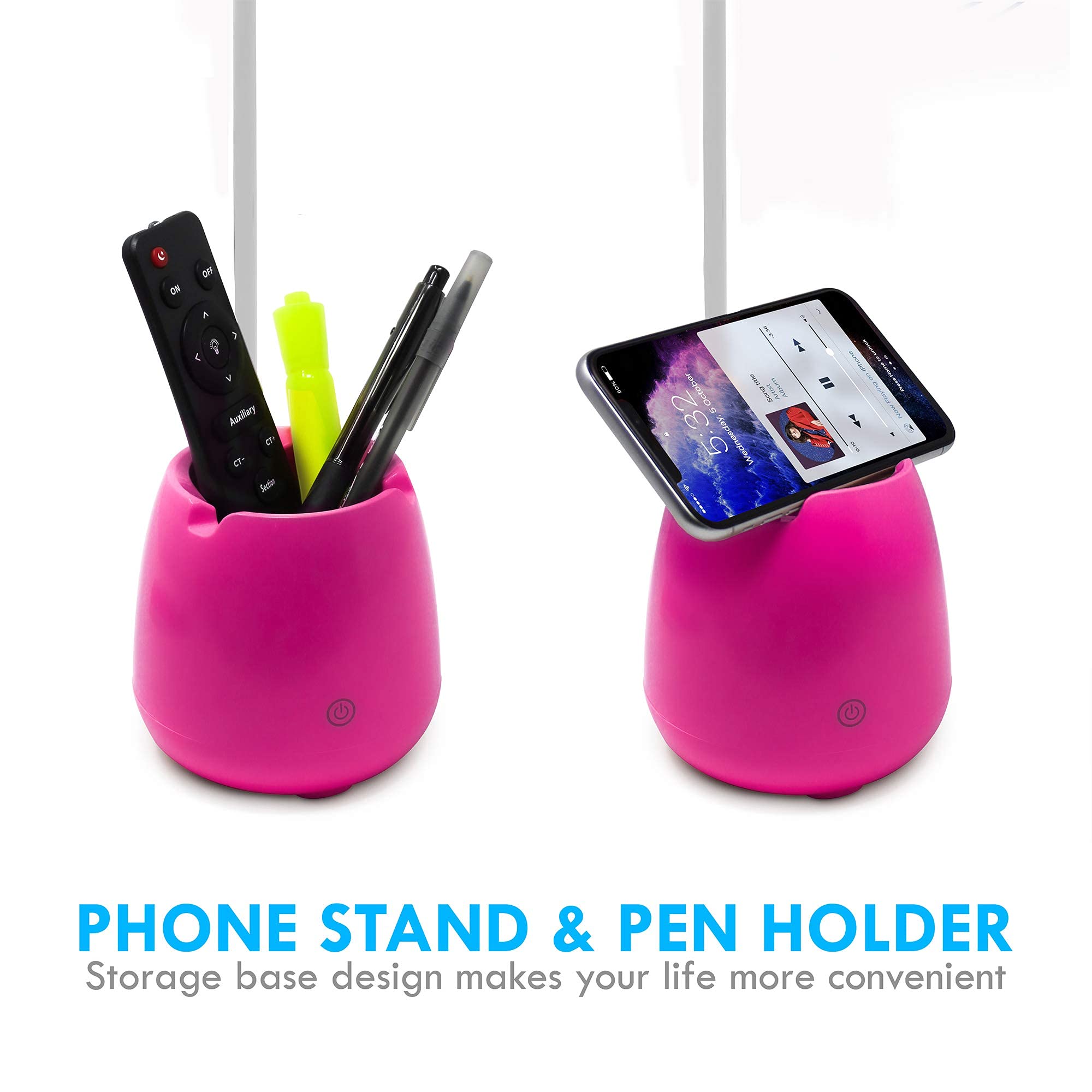 Aduro U-Light Aduro U-Light Desk Lamp Table Light with Wireless Speaker & Phone Stand Desk Organizer, Flexible Gooseneck Table Lamp - Perfect for Home Office Pink