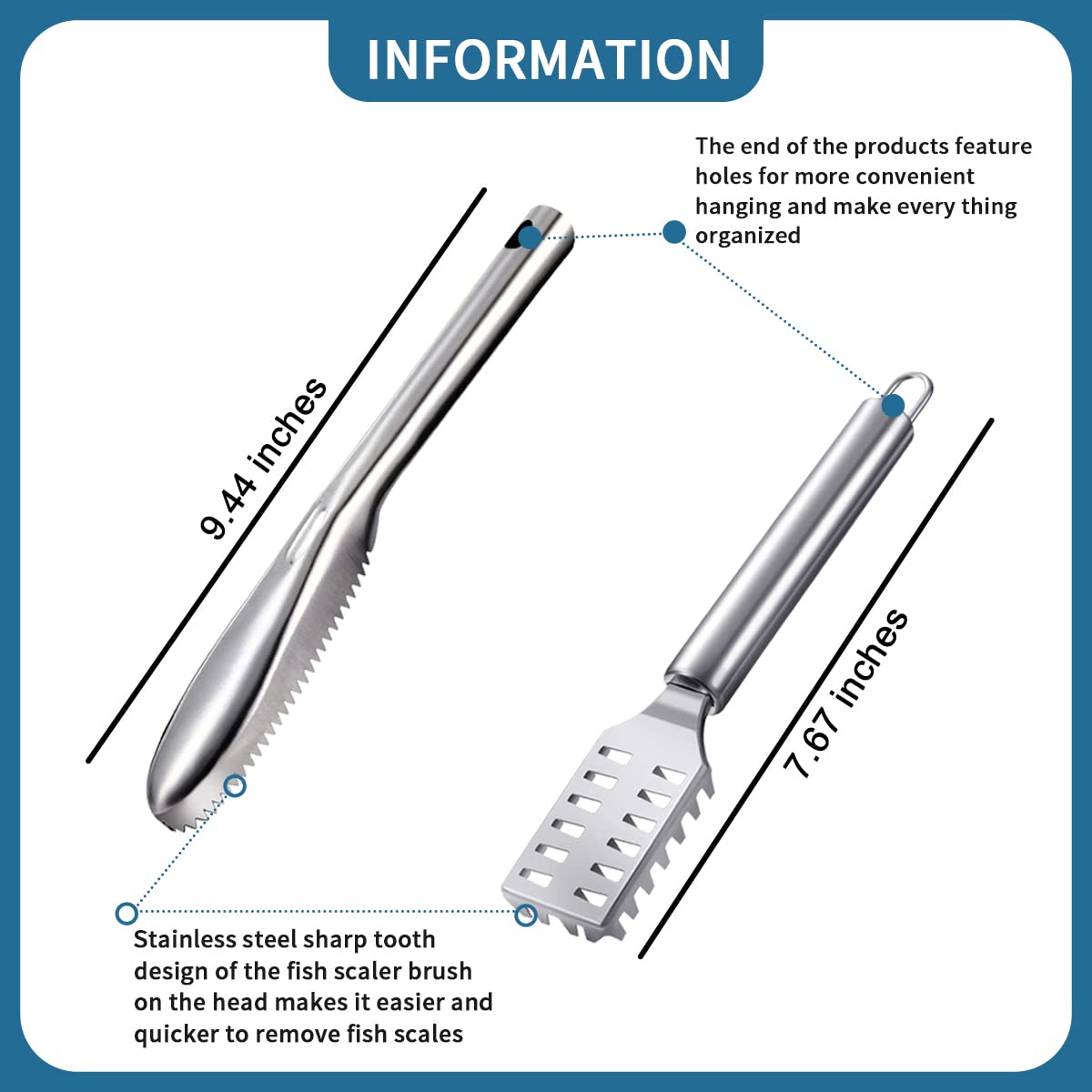 Fish Scaler Stainless Steel Fish Scaler Remover No Mess Easily Remove Fish Scales,Fish Skin Scraper for Kitchen Fish Cleaning Kit,Fish Descaler Tool Suitable for All Fish,with One Glove⦠(Large)