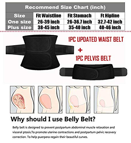 ChongErfei 2 in 1 Postpartum Support Recovery Belly Wrap Waist/Pelvis Belt Body Shaper Postnatal Shapewear,One Size Black
