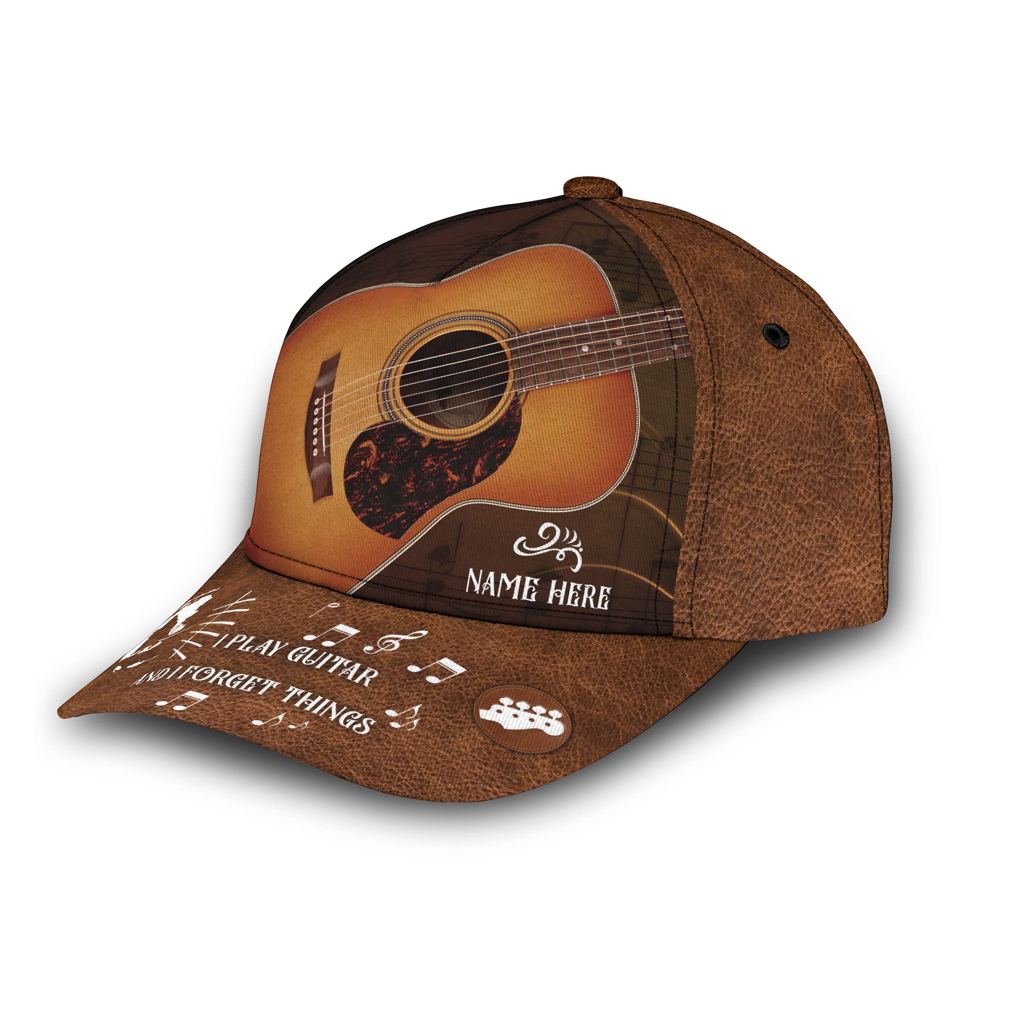 3D Print Personalized Guitar Player Snapback Closure Headwear Guitarist Baseball Cap for Music Lovers Multicolor
