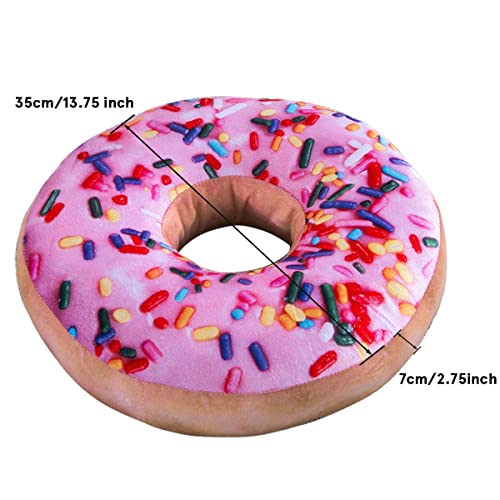 HYSEAS Round Throw Pillow 14 Inch Pink Donut, 3D Digital Print Decorative Comfortable Soft Plush Funny Food Shaped Pillow Light Weight Seat Pad Cushion for Couch, Chair, Floor, Sofa
