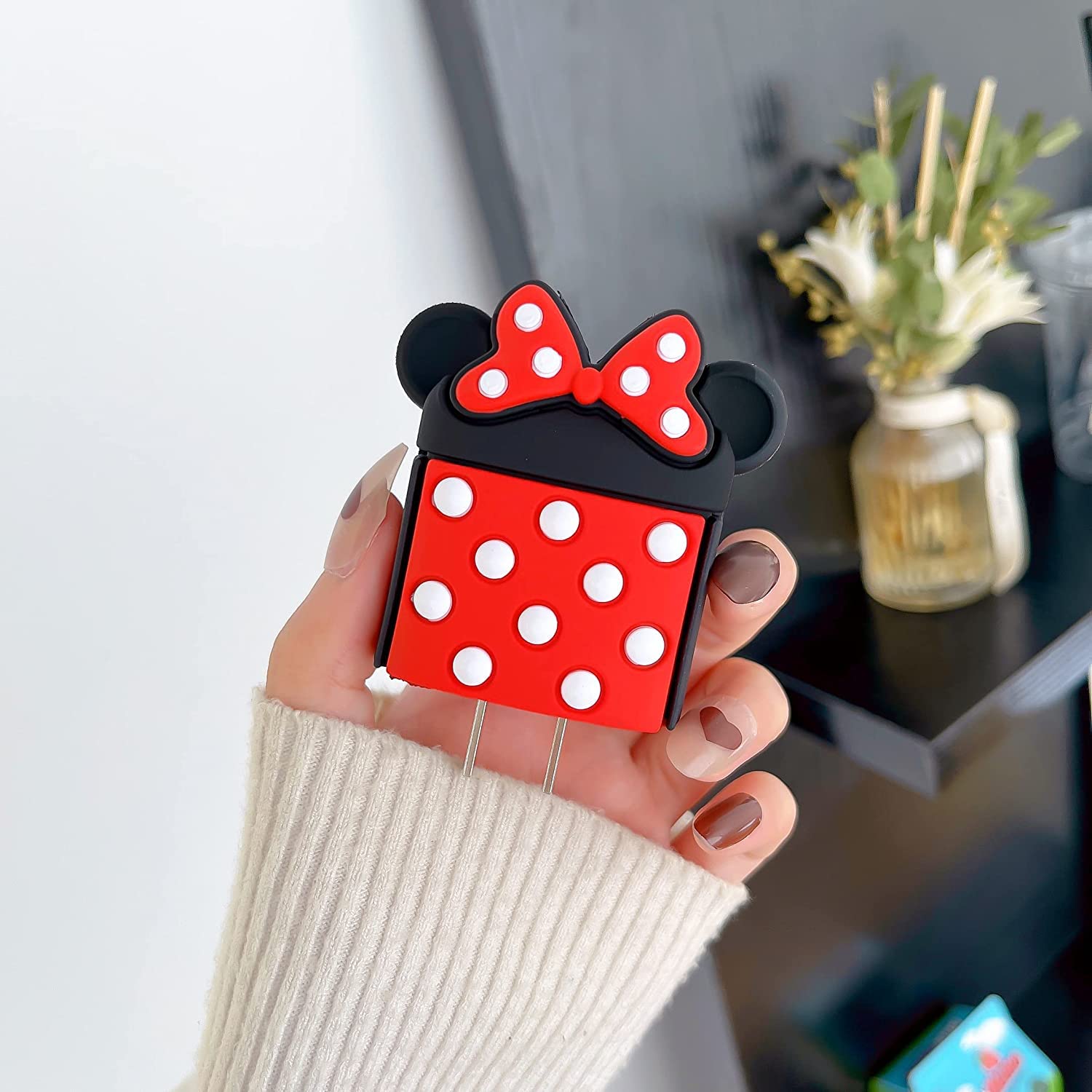 3D Protective Case for iPhone 20W USB-C Power Adapter Charger USB Lightning Cable, Cute Cartoon Series Soft Silicone Fast Lightning Chargers Cable Protective Cover for iPhone Charger (Cute Minnie)