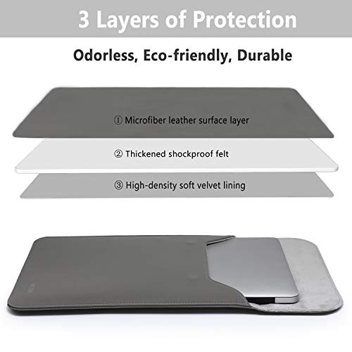 HYZUO 13 Inch Laptop Sleeve Compatible with MacBook Air M2 A2681 13.6" Display, MacBook Air 13 M1 2018-2022, MacBook Pro 13 M2 M1 2016-2022, Faux Suede Leather Case with Accessory Bag, Dark Gray