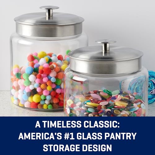 Anchor Hocking 1.5 Gallon Montana Glass Jar with Lid (2 piece, brushed metal, dishwasher safe)