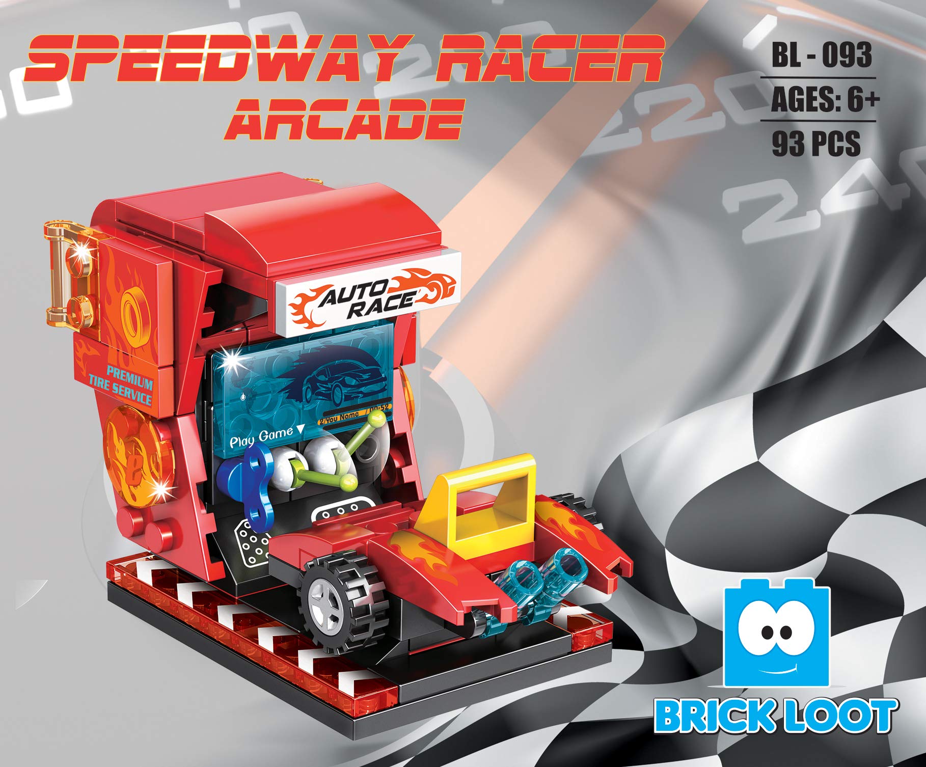 Brick Loot Exclusive Set - Speedway Racer Arcade - Toy Building Blocks - Great Educational Fun - STEM - Fully Compatible With Major Brands