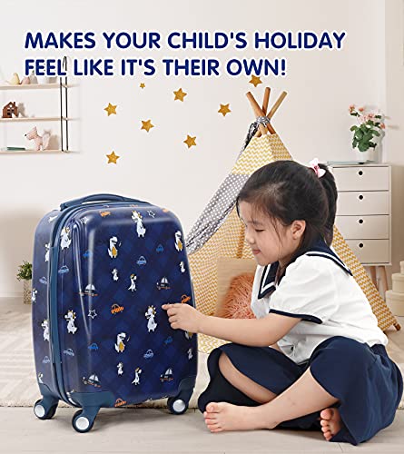 GURHODVO Kids Carry On Luggage Children Rolling Suitcase with 4 Wheels Hardshell Case for Toddler to Travel (dinosaur&car),Gd-kl039