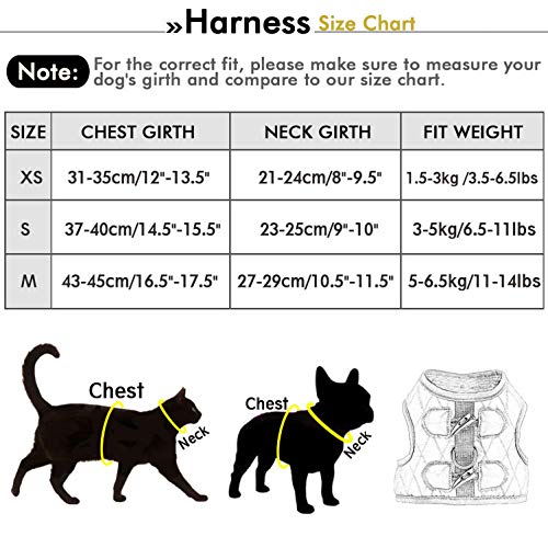 SELMAI Bow Tie Dog Harness for Small Dogs Ruffles Design Cat Harness and Leash for Walking Adjustable Soft Padded for Puppies Boys Girls Kitten Jacket Easy on Spring Autumn XS
