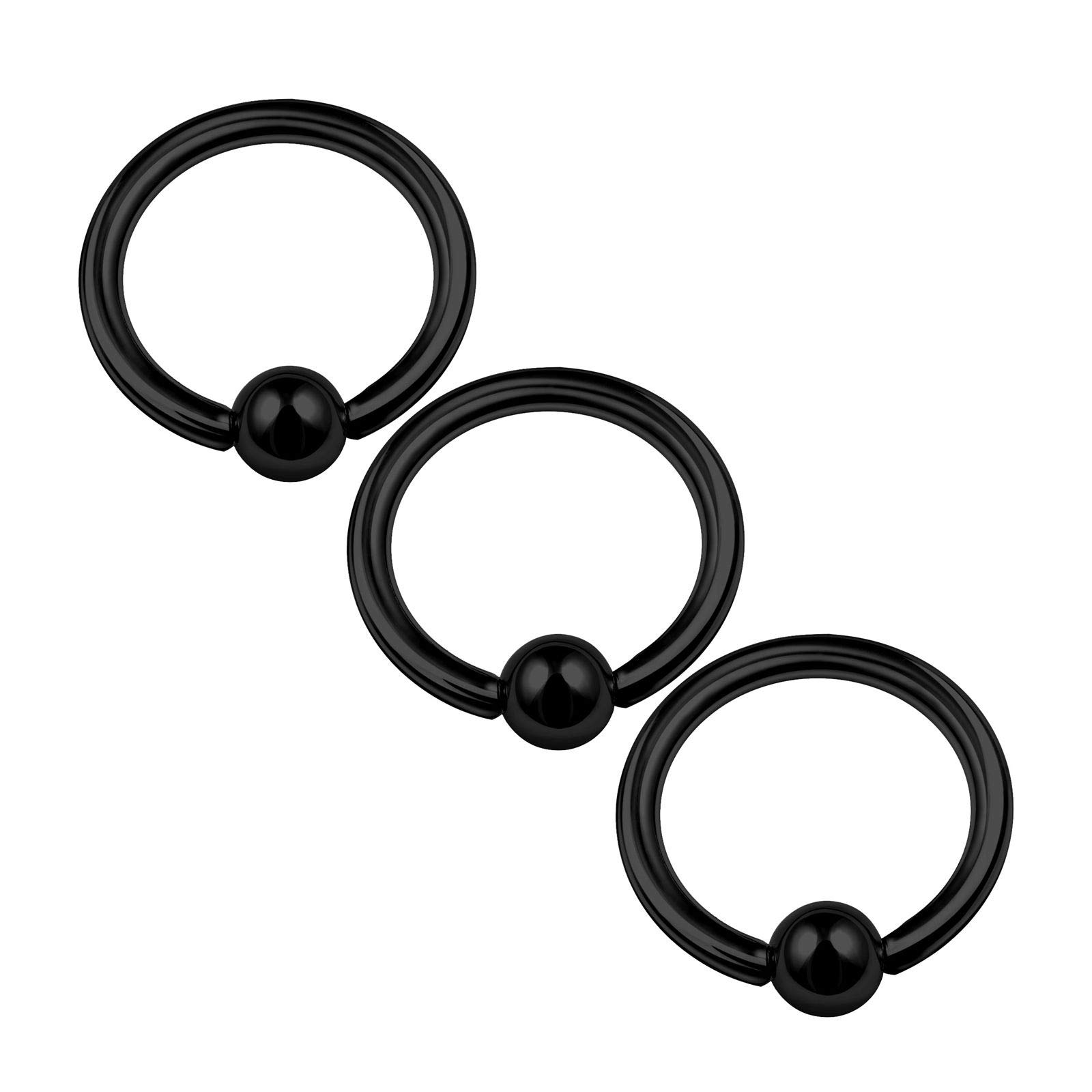 3PCS Stainless Steel Black Captive Bead Ring 16g 5/16 8mm 3mm Ball Eyebrow Daith Helix Earrings Tragus Piercing Jewelry 0804