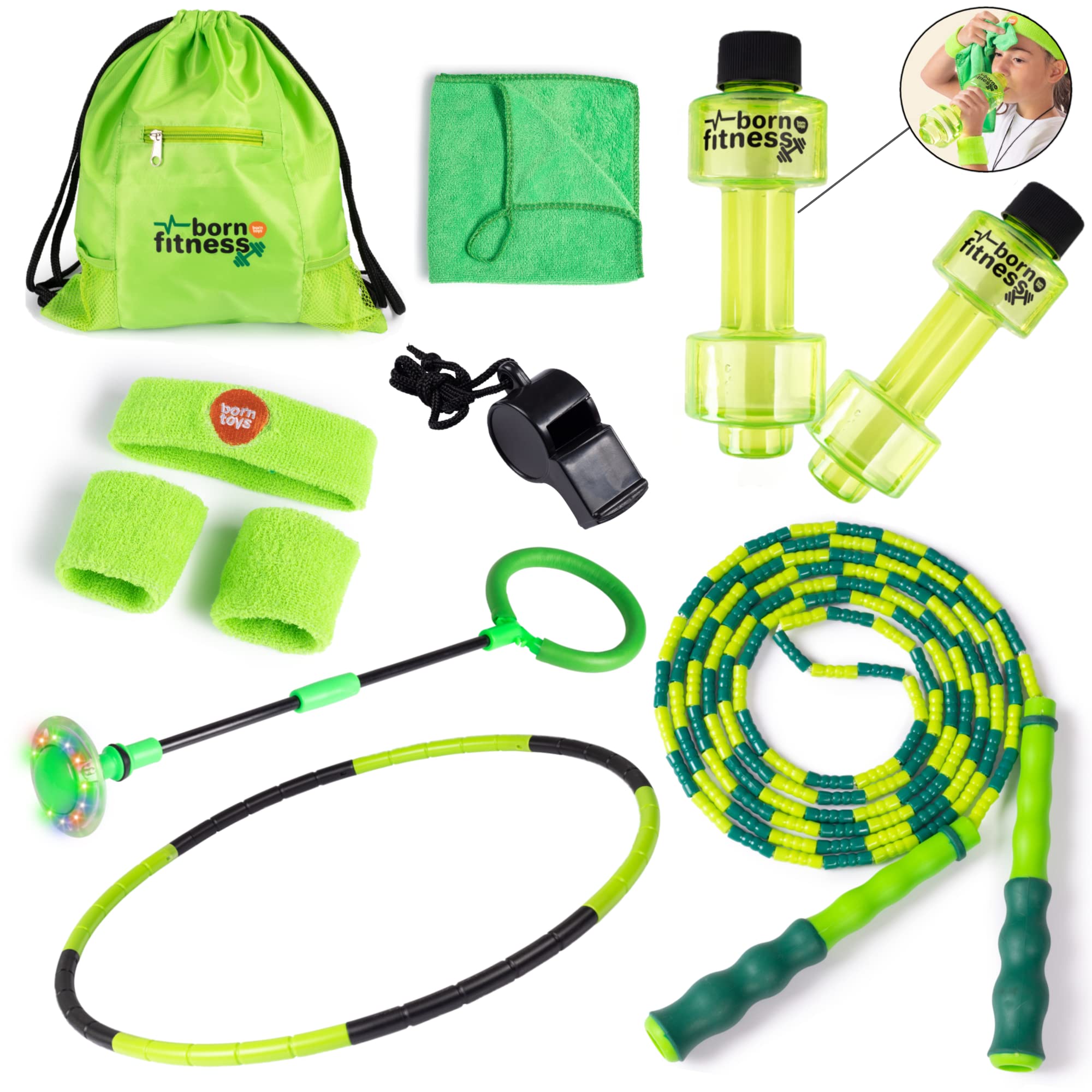 Born Toys Complete Kids Exercise Equipment Set for Ages 5 & up, Kids Workout Equipment