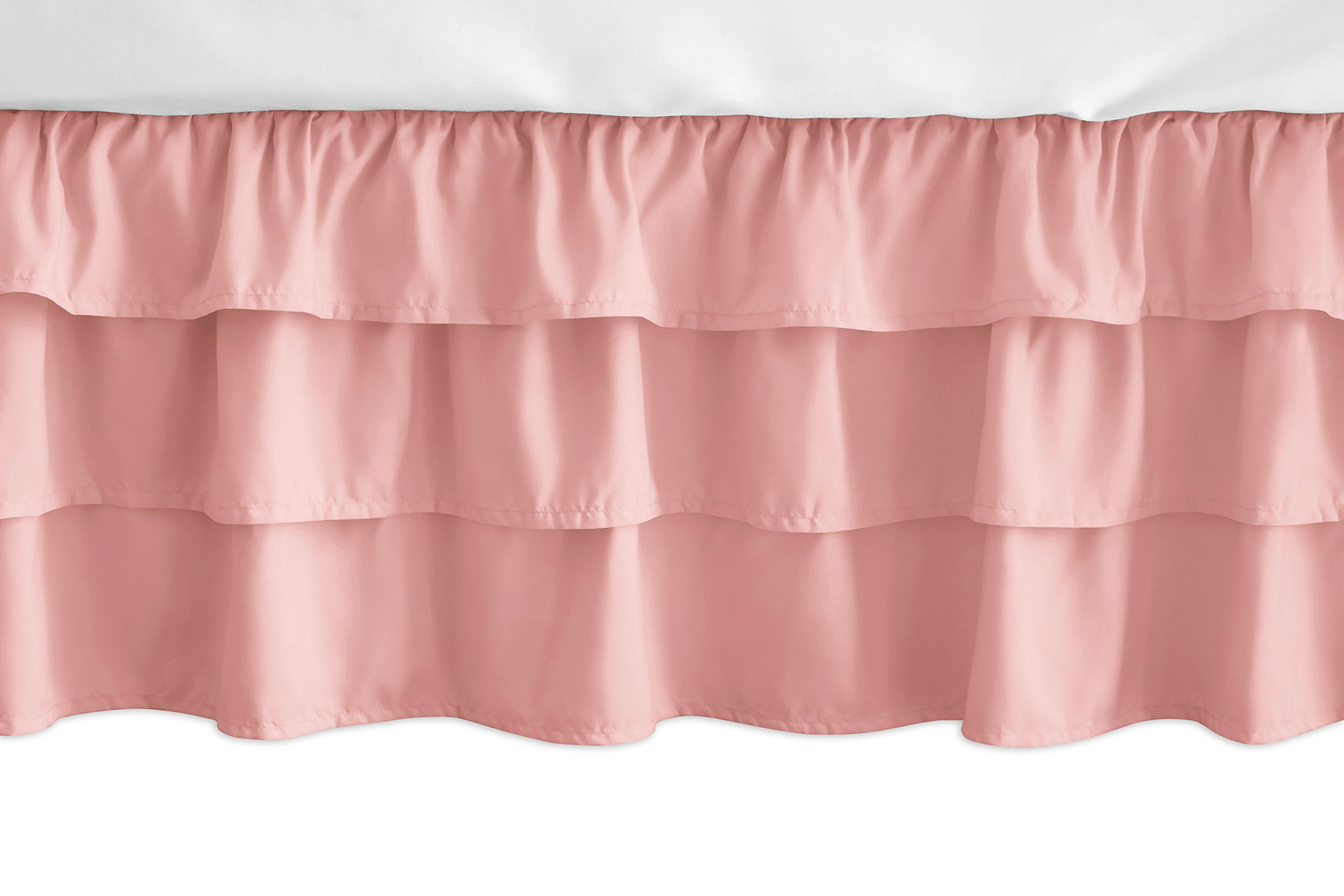Sweet Jojo Designs Solid Coral Girl Ruffled Tiered Baby Crib Bed Skirt Dust Ruffle for Feather Collection