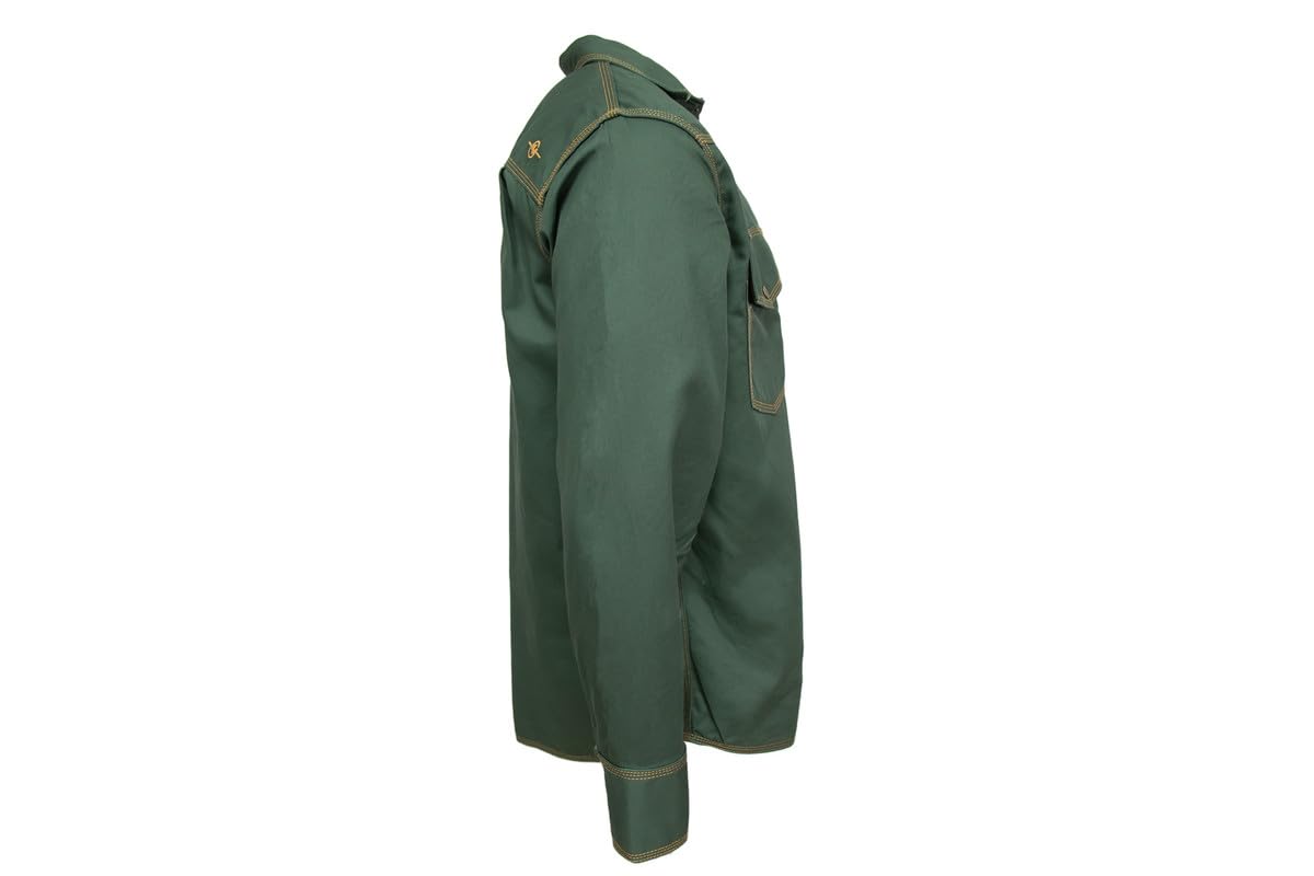 Western Welder Outfitting - Welding Shirt Western Style | Light Weight Tripled-Stitched Welding Shirts, Relaxed Fit (XL, Army Green)
