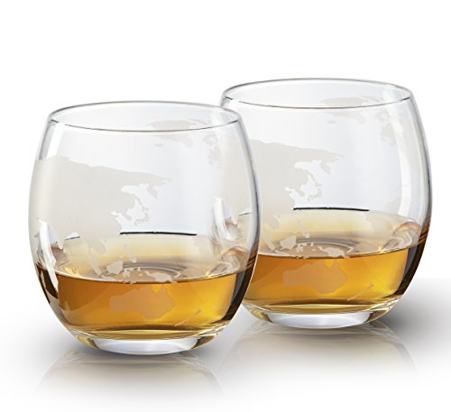 The Wine Savant Globe Car Whiskey Decanter - With 2 Globe Glasses, Includes Whiskey Stones For Whiskey, Scotch, Bourbon or Wine Matching Globe Glasses, HOME BAR DECOR