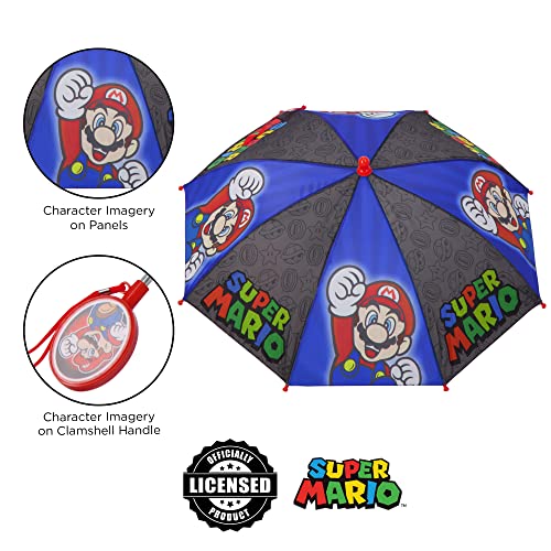 Nintendo boys Kids, Mario And Luigi Children's Rainwear, Ages 3-8 Umbrella, Grey/Blue, Age 3-6 US