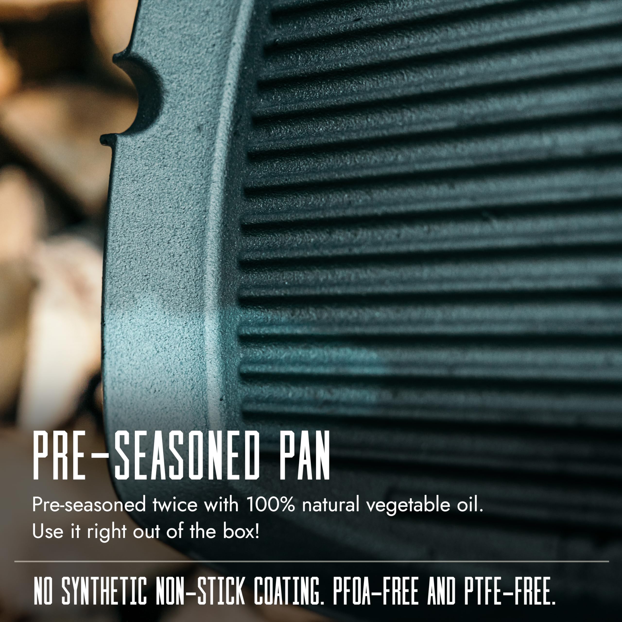 SKOTTSBERG Traditional Cast Iron Grill Pan, Pre-Seasoned (9.5" x 9.5") β Natural Non-Stick Layer, Suitable For All Heatsources