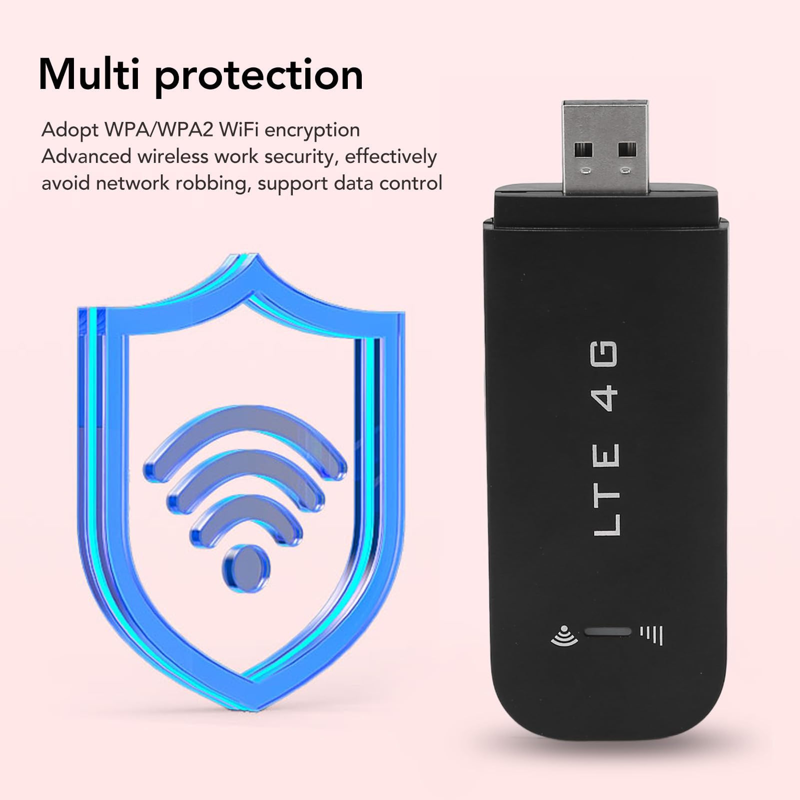 4G Router, 4G LTE USB Portable Router Pocket Mobile Network Hotspot, Support 10 Devices,USB Modem Wireless Network Smart Router with SIM Card Slot, for Car Outdoor (Black)