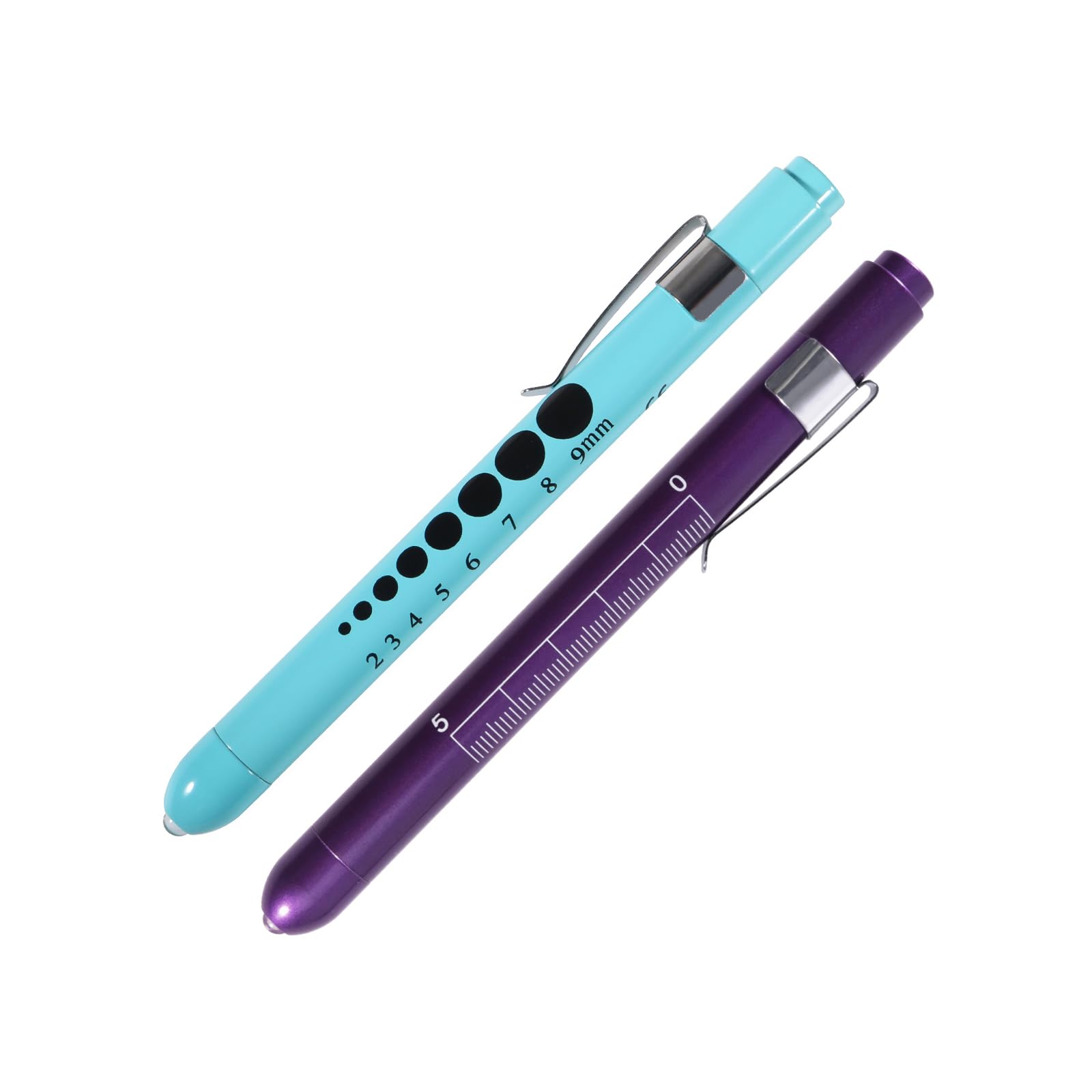 Aokin Pen Light with Pupil Gauge, Reusable LED Penlight Medical for Doctor Nurse Diagnostic etc, White Light, Sky Blue and Purple