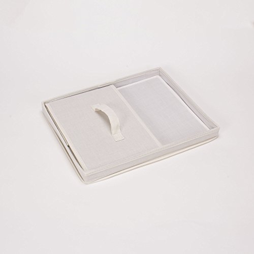 Household Essentials 113 Storage Box with Lid and Handle - Natural Beige Canvas - Large