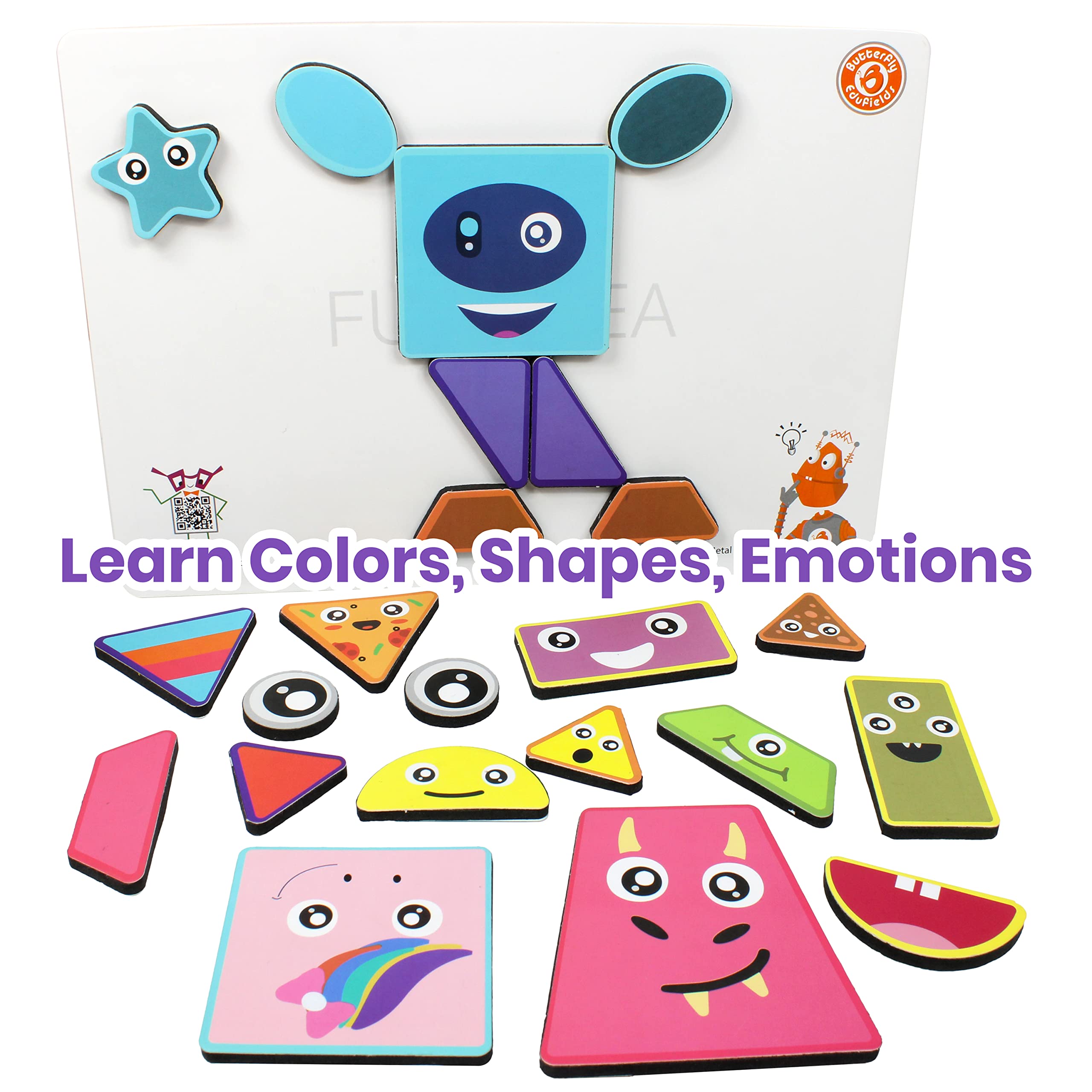 ButterflyEdufields 100+ Magnetic Puzzles for Kids 3 4 5 Years Old | Mix & Match Fun Shapes & Emoticons 100+ Play Challenges | Creative Birthday Gift for Kids