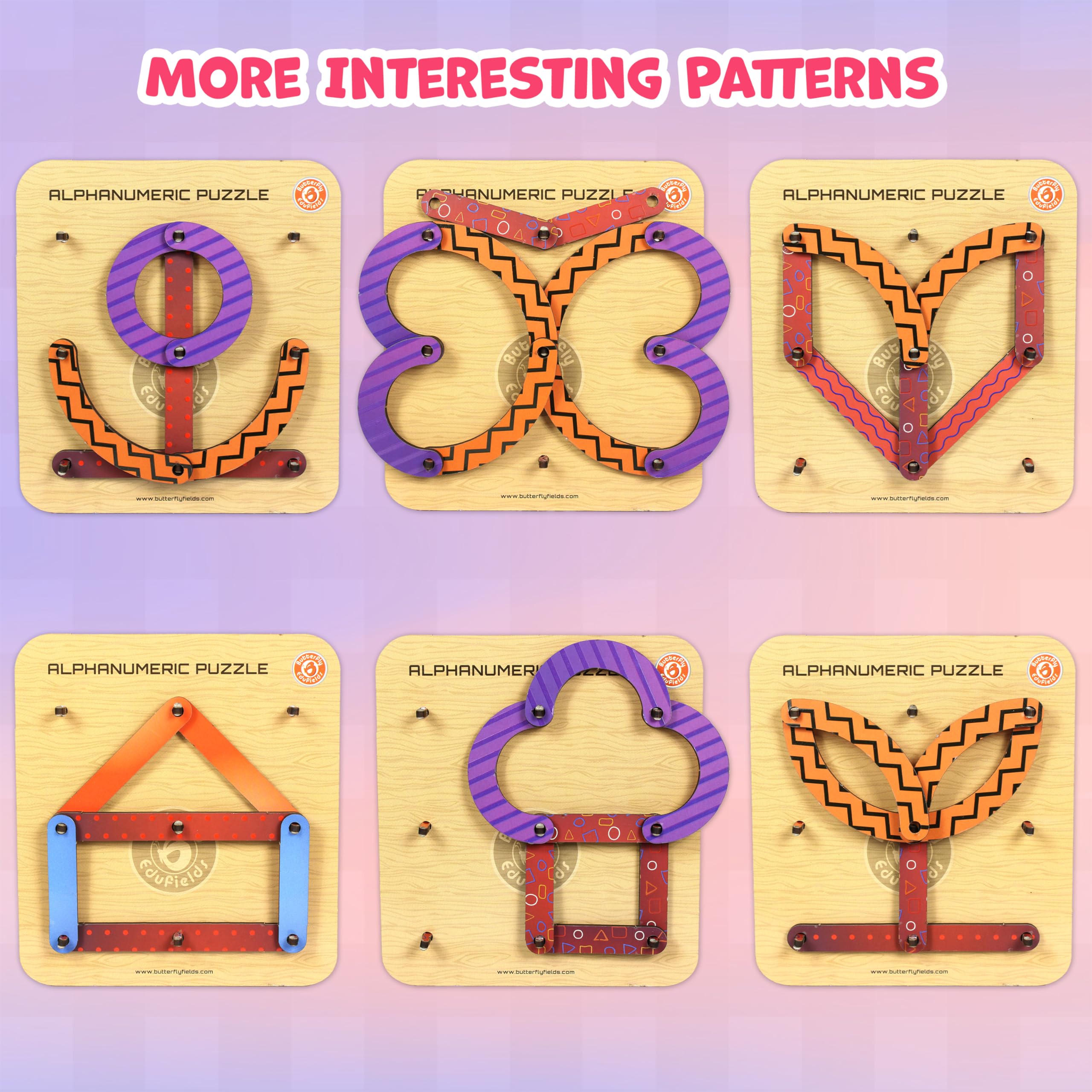 ButterflyEduFields Wooden Alphabets Numbers Construction Puzzle for Kids 3 Years 4 5 Years Boys Girls Preschool Learning Pack | Stacking Blocks Shape Colour Sorter Pegboard Kit