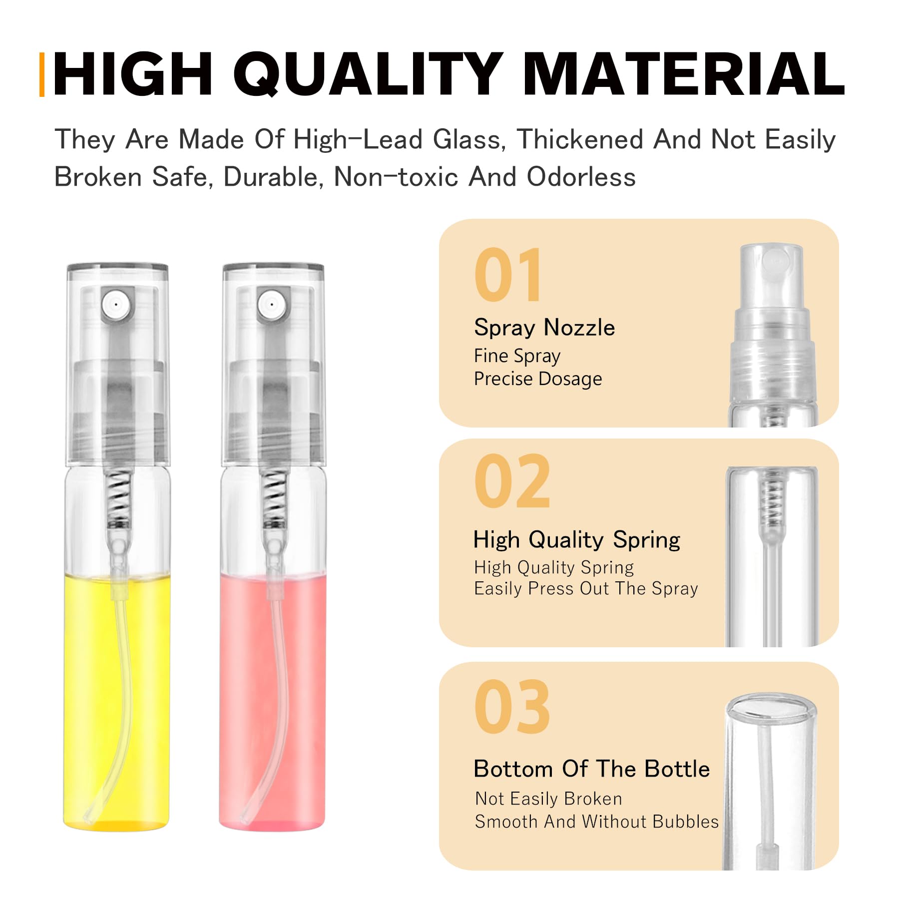 Csdtylh Mini Spray Bottle 5ml, Refillable Glass Spray Bottle, Glass Bottle Atomizer, Perfume Mouthwash Atomizer for Cleaning 5ml Refillable Container for Travel, Essential Oils, Perfume 60 Pcs, 5ml
