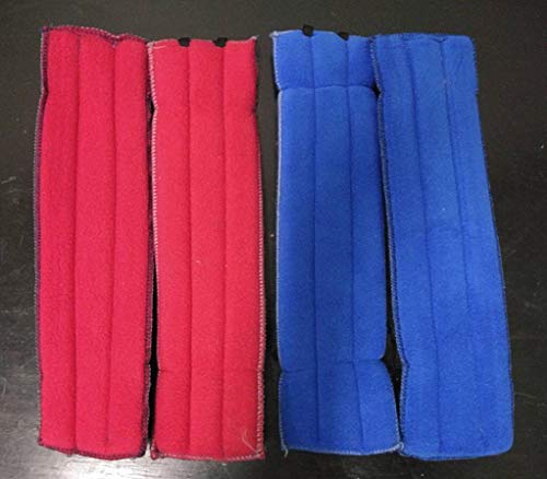 A.D.P. Rooster Booster Protection Fighting Rooster Gamefowl Protective Chicken Supplies Poultry Chickens Mitt Safety, Botas para GALLOS BREEDING, 2 Pairs Blue & Red Fabric Handmade Leg Protect Care