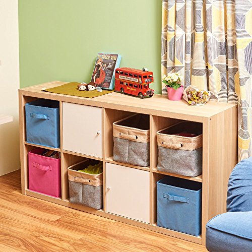 EZOWare 6pc Small Storage Bins Baskets + Set of 3 Large Canvas Fabric Tweed Storage Organizer Cube for Nursery Kids Toddlers Home and Office