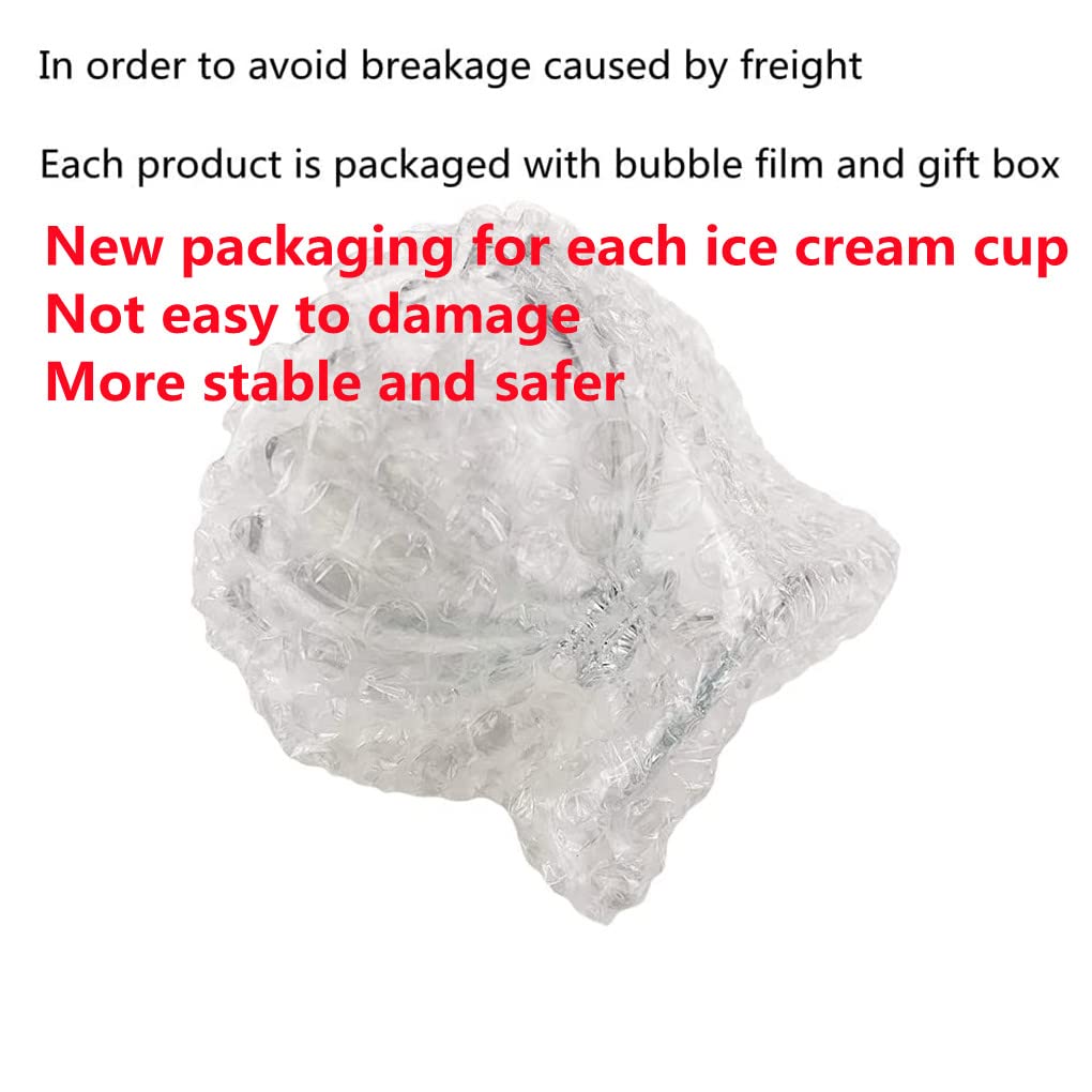 Aebor 6 sets Glass Ice Cream Cups,Dessert Bowls, for Dessert, Sundae, Ice Cream, Fruit, Salad, Snack, Cocktail,etc (Includes 6 Glass Ice Cream Cups And 6 Metal Spoons)
