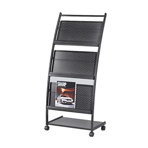 Magazine & Newspaper Baskets Newspaper Rack Magazine Rack Information Rack Magazine Rack Storage Book Rack Metal Iron Floor Universal Wheel Mobile Propaganda Display Stand Shelf Baskets